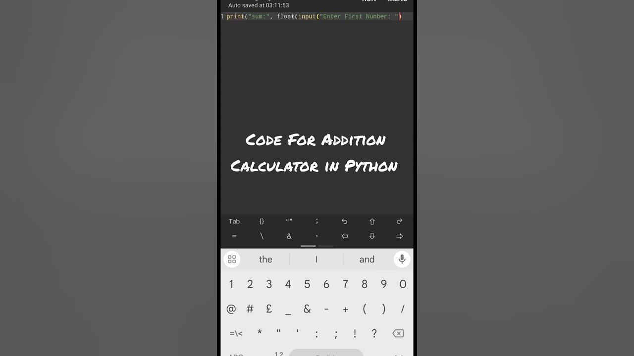 Code For Addition Calculator In Python - YouTube