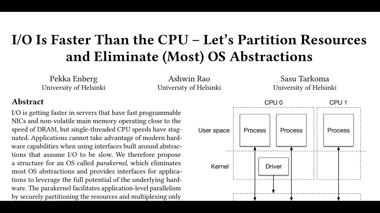 Read a paper: I/O is faster than the CPU - YouTube