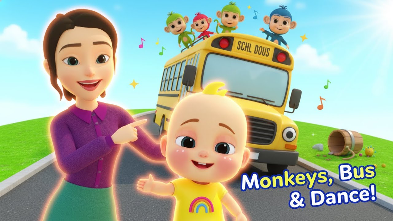 Monkeys Ride the Bus & Clap! 🐵🚌 | Head, Shoulders, Knees & Toes ...