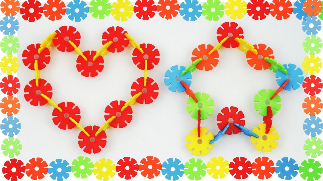 Heart & Star Shape Making with Snowflakes Building Blocks | Kids Learn ...