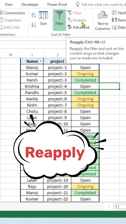 How to Use Reapply Filter in Excel! #Shorts #excel - YouTube