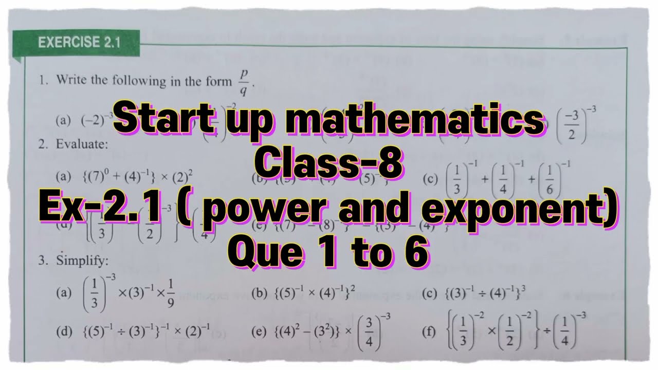 Viva Education Start Up Mathematics Class 8 Ex 2 1 Power Exponents Viva Education Start Up Mathematics Class 8 Ex 2 1 Power Exponents