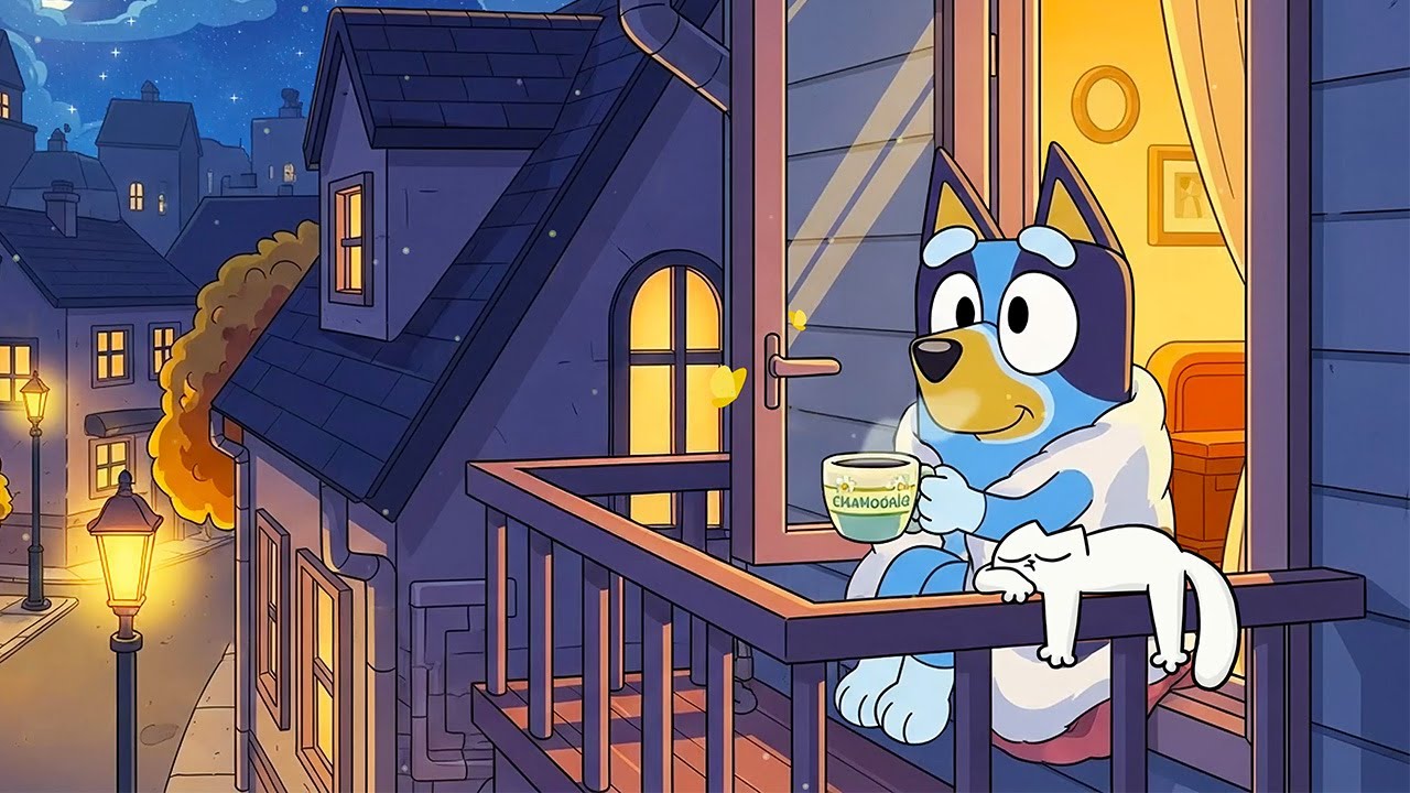 Bluey's Chill Night Balcony 🍵 Peaceful Lofi to Soothe Your Mind & Ease ...