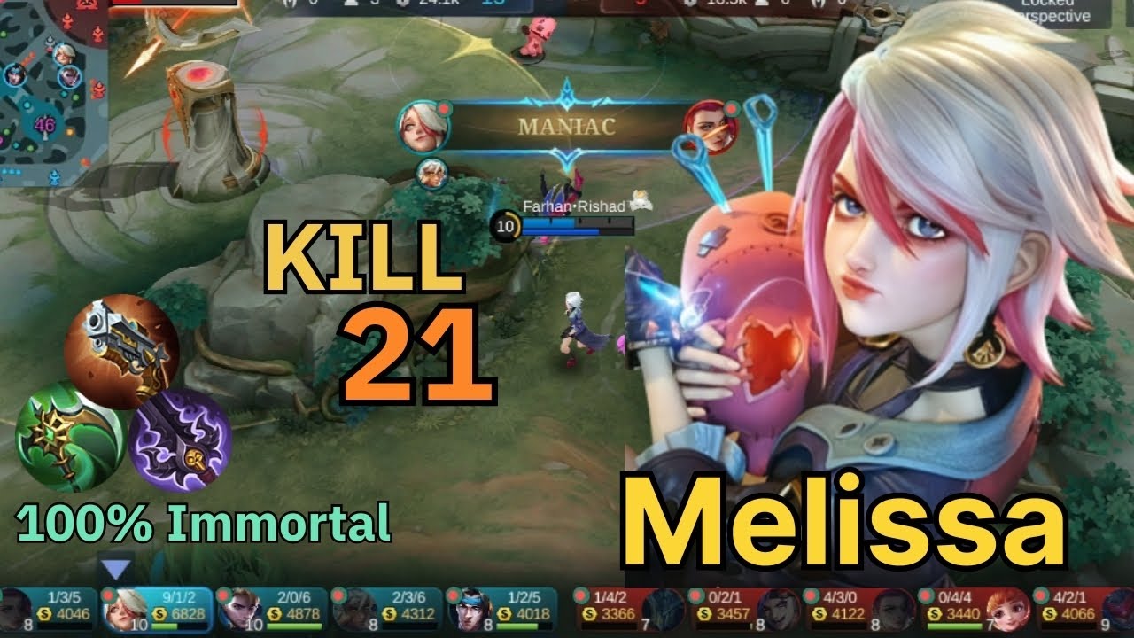 Melissa 21 KILL !! with Maniac | Build Top 1 Global ~ MLBB#gaming # ...