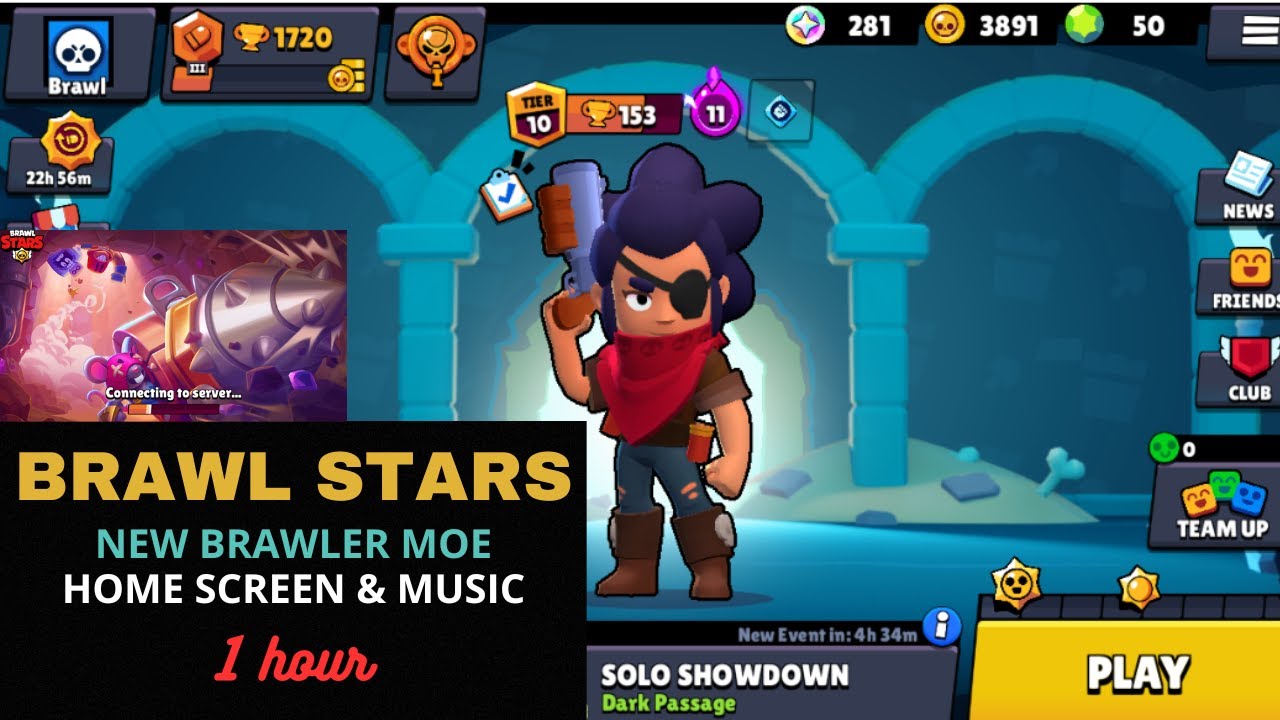 BRAWL STARS - NEW BRAWLER MOE Home Screen & Theme Music (1 HOUR) - YouTube