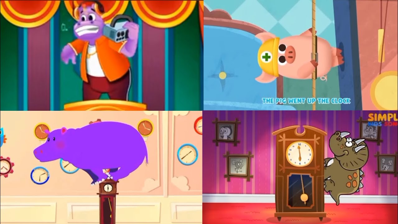 HIPPO,PIG VS DINASOR WITH COLOR INVERSION EFFECTS HICKORY DICKORY DOCK ...