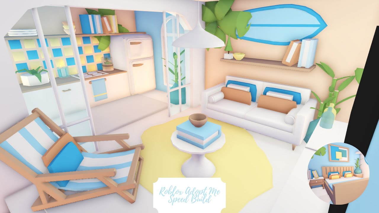 Blue Coastal Tropical Summer Sunset Tiny Home Speed Build 🏖️ Roblox ...