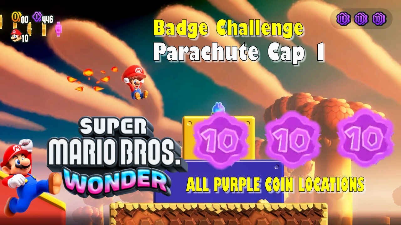 Badge Challenge Parachute Cap 1 (Super Mario Bros Wonder) All Purple ...