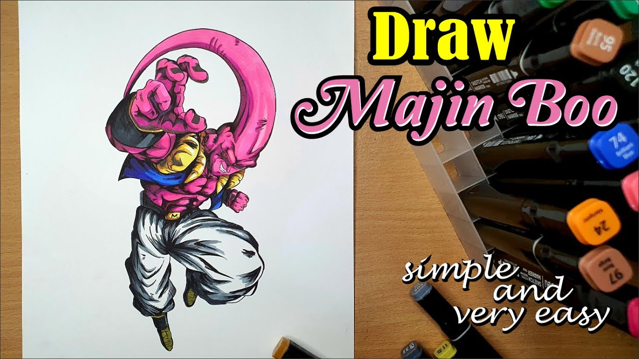Drawing majin boo characters simple and very easy (Tutorial) - YouTube
