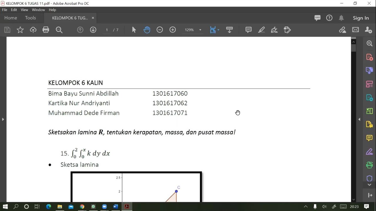 Pembahasan Soal - Aplikasi Integral Lipat Dua (Massa dan Pusat Massa ...