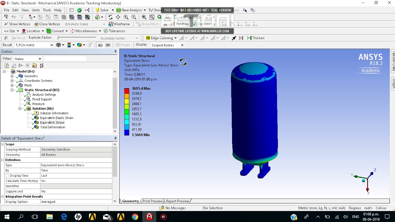 Pressure Vessel FEA Simulation - YouTube