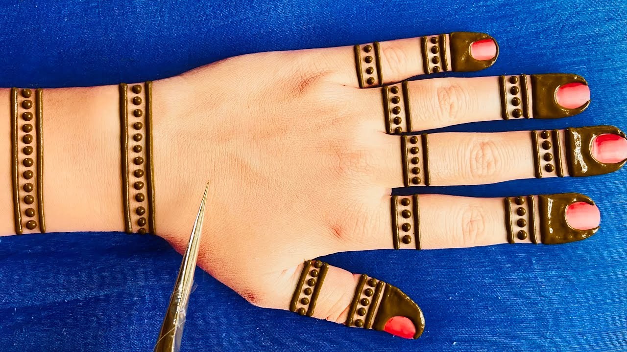 Easy Bharva Stylish Dotted Back Hand Mehndi Design Trick 2024- Simple ...