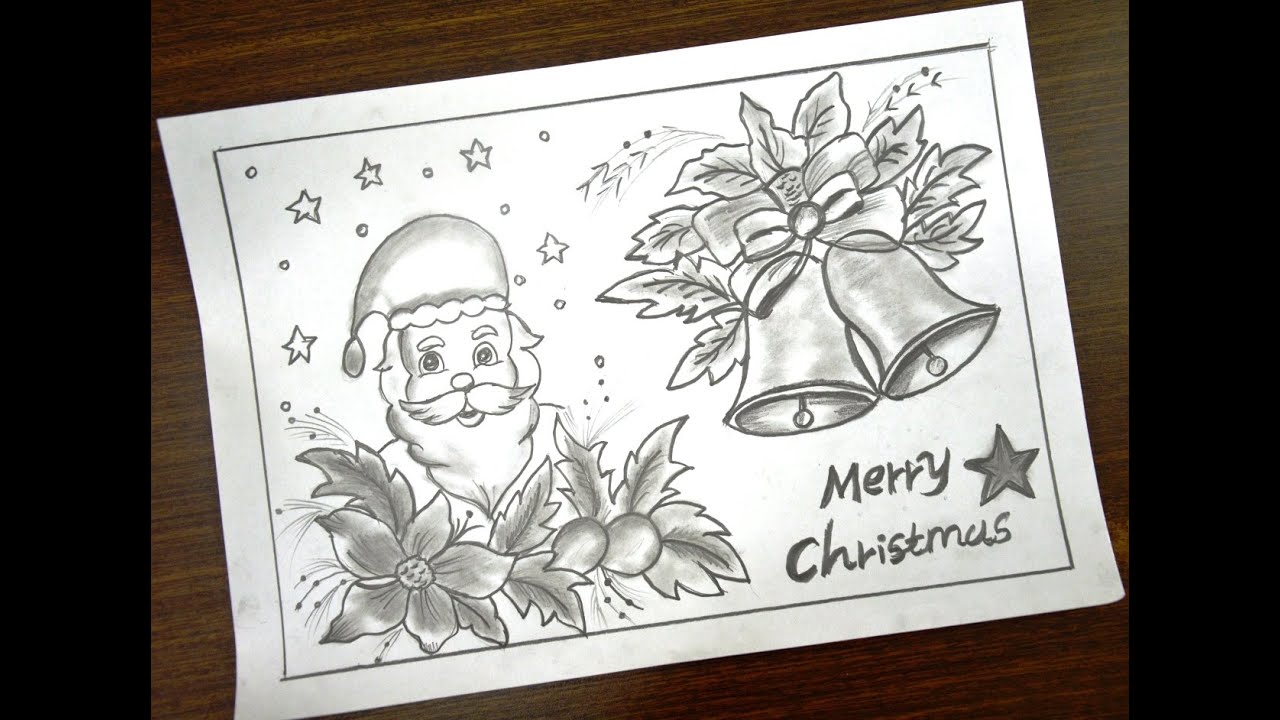 How to draw christmas bells with santa claus drawing | jingle bells ...
