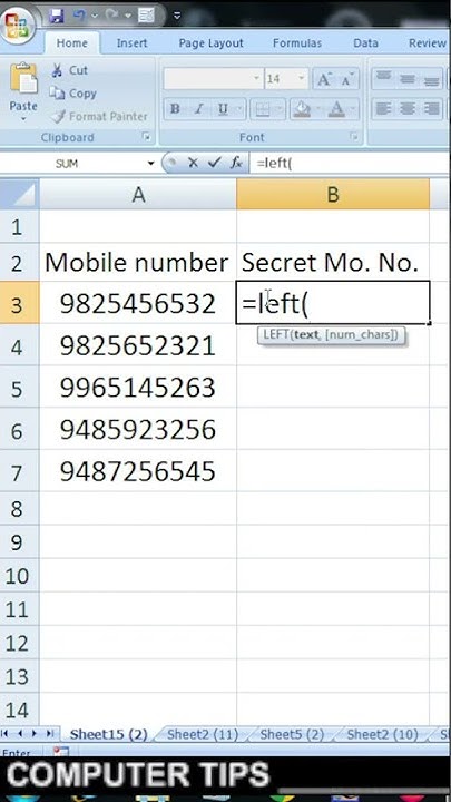 Advanced excel trick HIDE DIGITS IN MOBILE NUMBER#shorts #excel #viral #tricks #new # ...