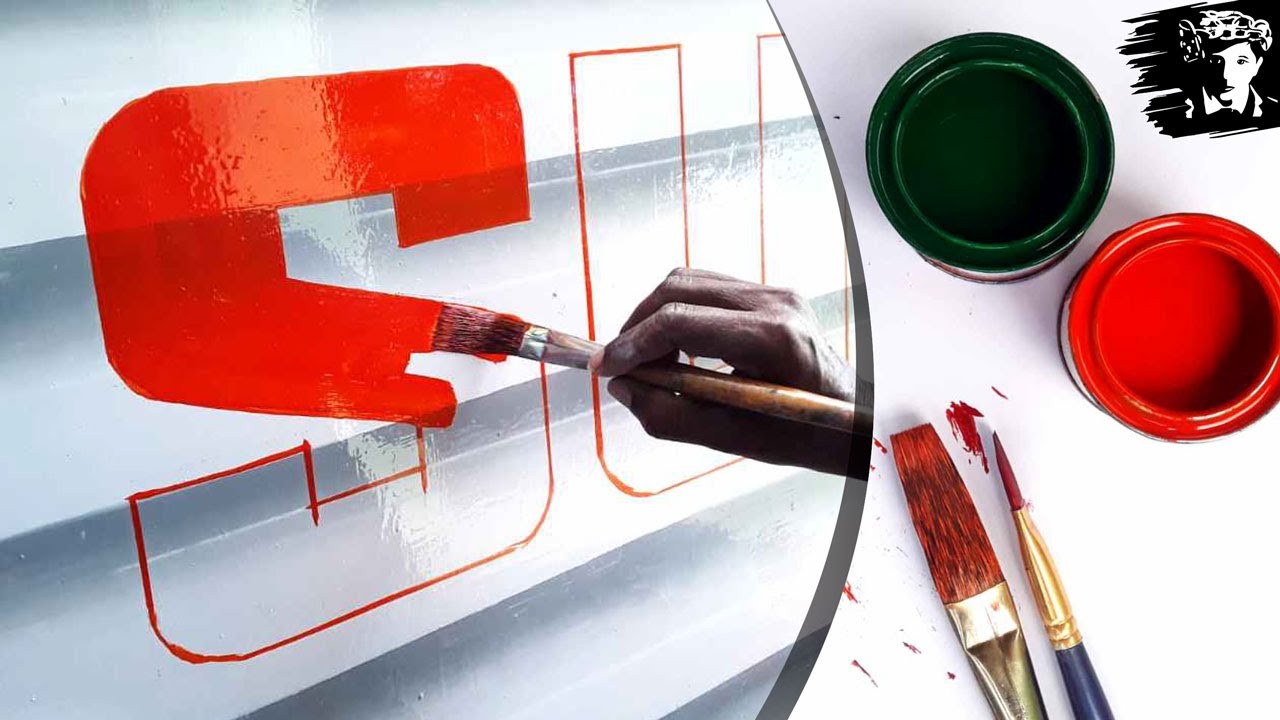 Sign Painting Letter Writing 3D Art Gradient Colour - key of arts - YouTube