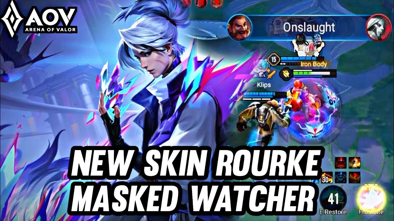 AOV : NEW SKIN ROURKE MASKED WATCHER GAMEPLAY - ARENA OF VALOR ...