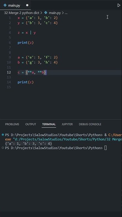 Combine 2 Dictionaries In A Single Expression Using Python Shorts Python39 Pythonshorts 2480