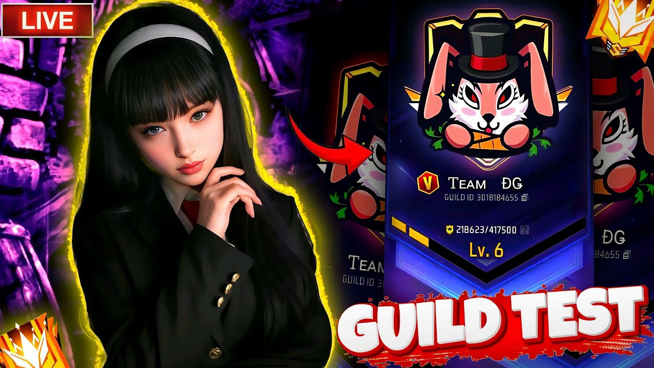 FREE FIRE GUILD TEST LIVE || Free Fire Girl LIVE STREAM || free fire ...