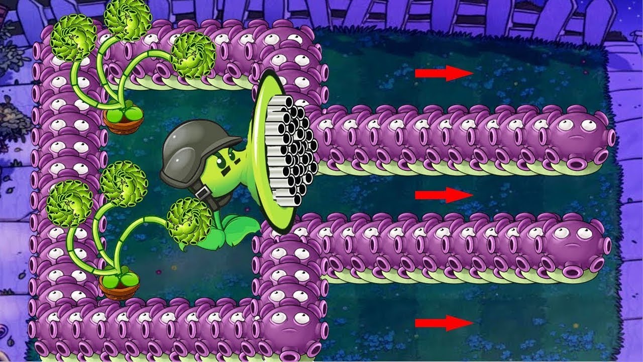 Plants vs Zombies Hack | 99 Gatling Pea vs 99 Threepeater vs Hero ...