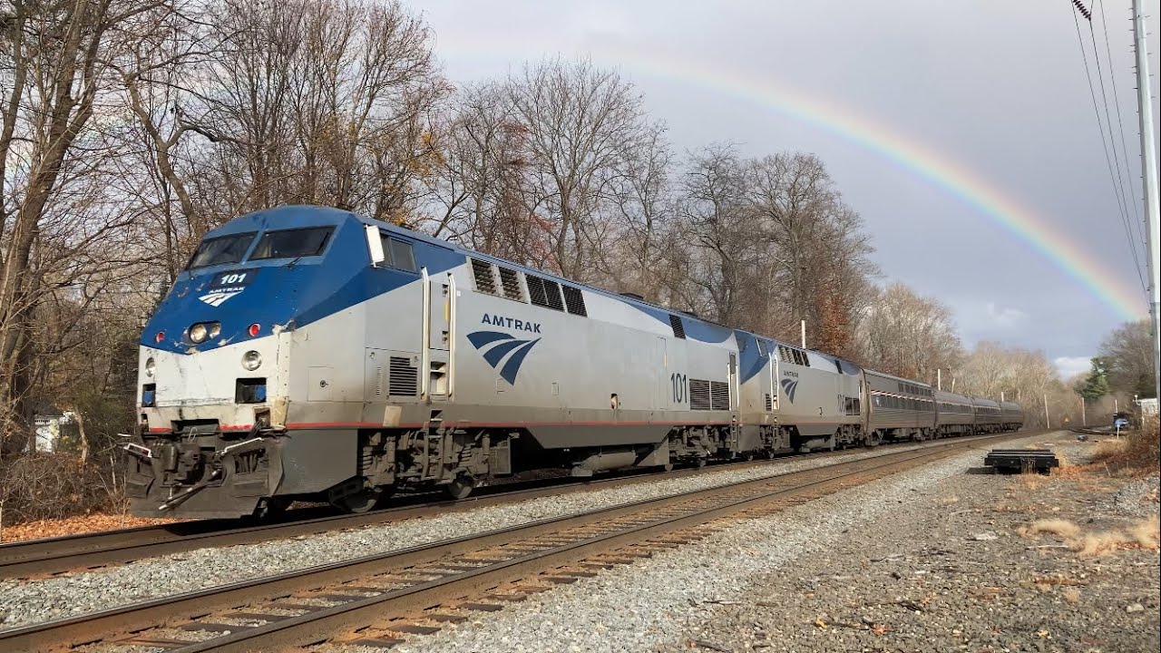 Amtrak 449 with a Nice Rainbow and Horn Salute. 11/22/24 #train #amtrak ...
