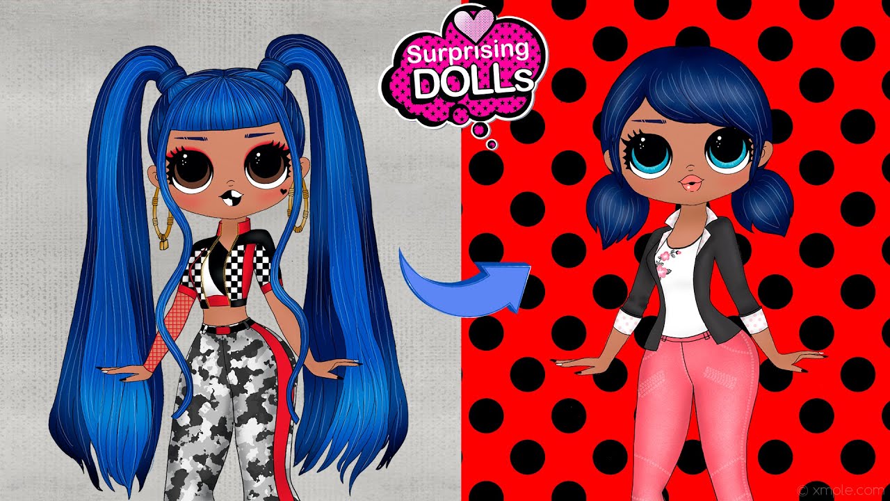 Miraculous Ladybug Makeover for OMG Downtown BB - DIY Paper Dolls ...