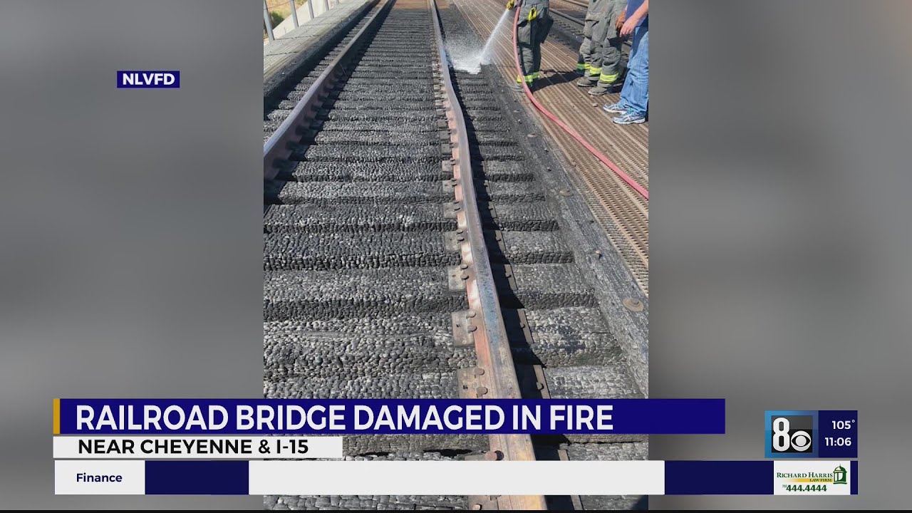 Railroad bridge catches fire in North Las Vegas - YouTube