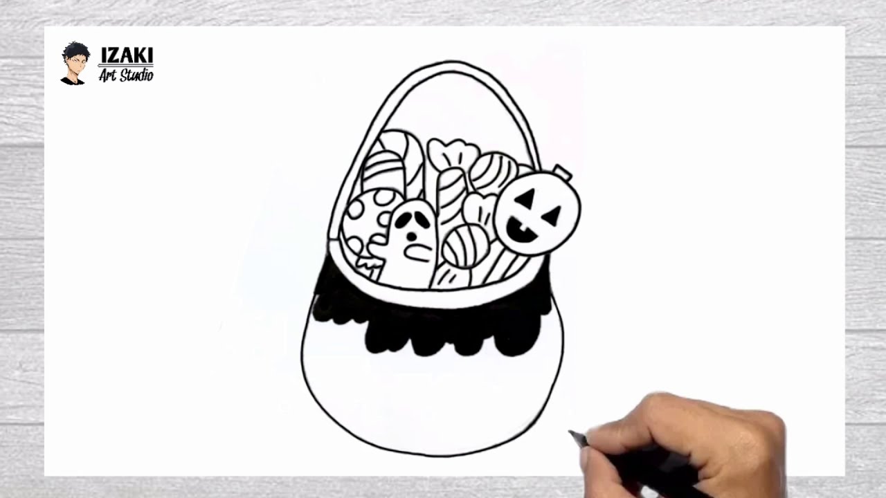 How to draw Candy Bag ( Halloween ) step by step - YouTube
