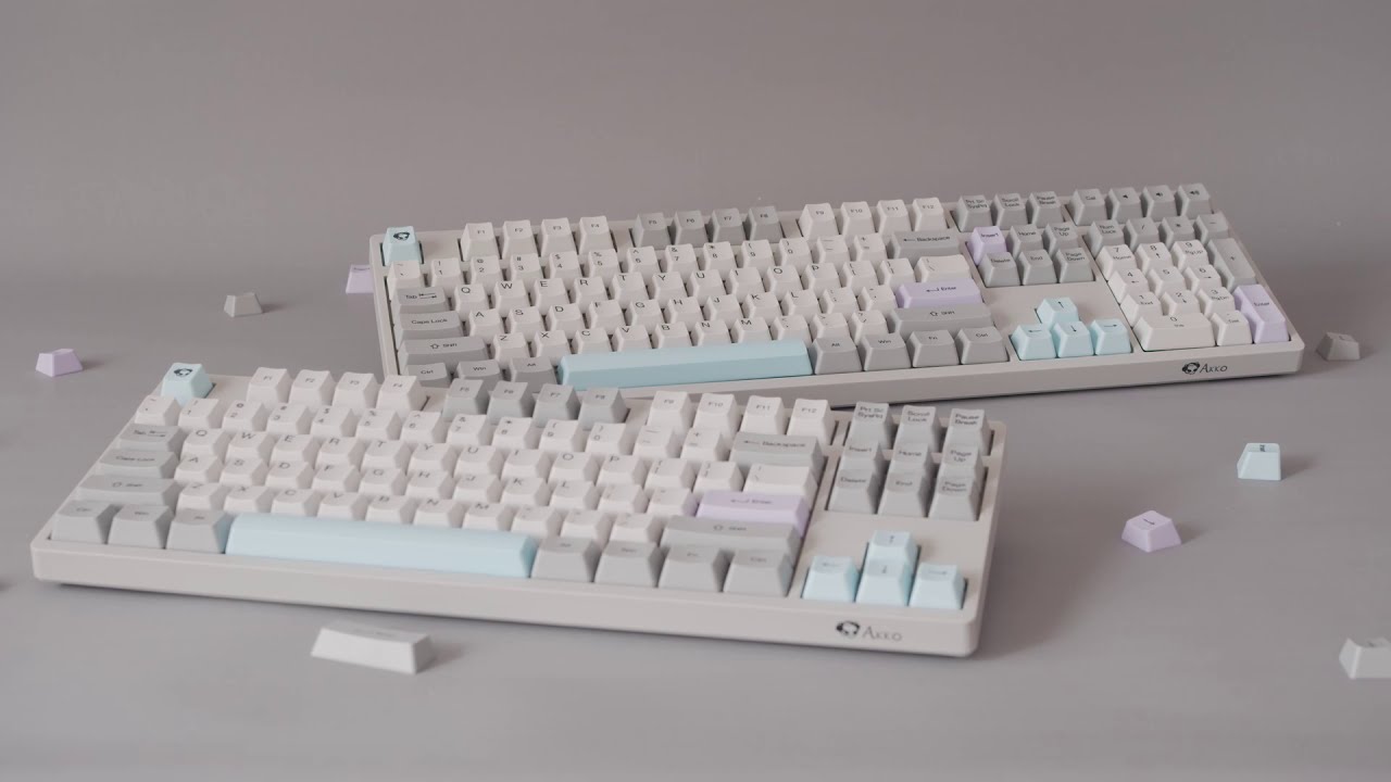 Akko Silent Muted Gray 3108&3087 Mechanical Keyboard - YouTube