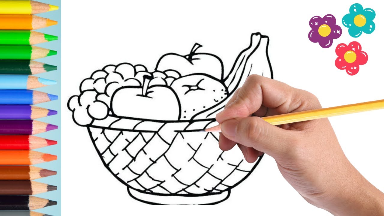 Fruit basket drawing for kids || fruit basket drawing - YouTube