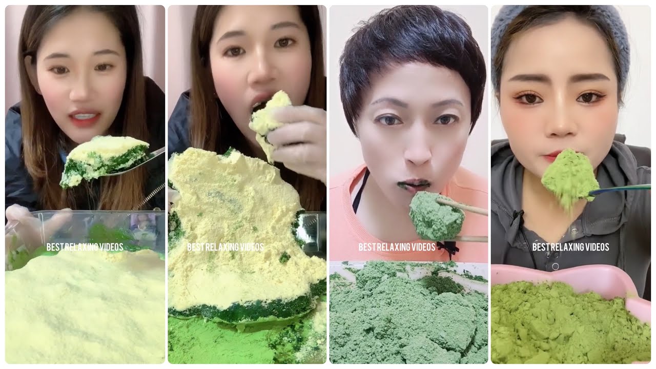[ASMR] AMAZING MATCHA PASTE EATING 💚& HEAVY MATCHA POWDERED ICE EATING ...
