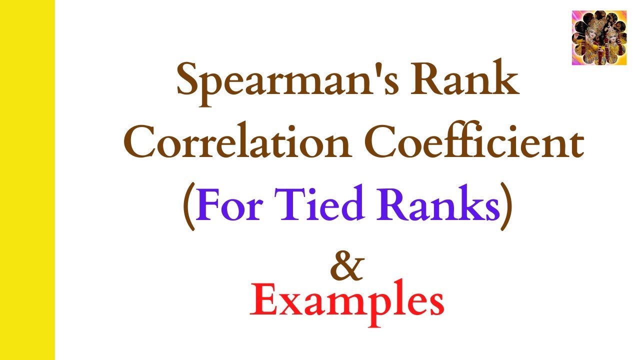 Rank correlation coefficient for tied rank||Example of rank correlation ...
