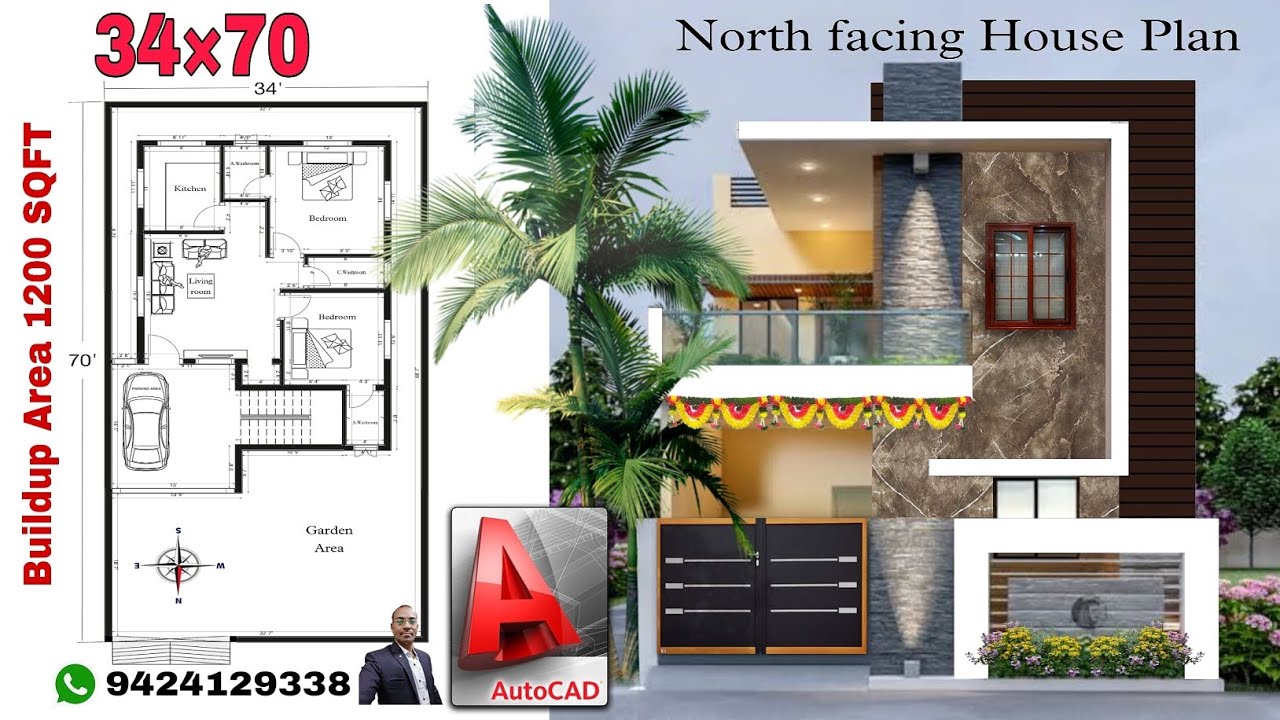 34×70 House Plan || 34×70 Duplex 🏠 Plan || 34×70 House Design || 34*70 ...