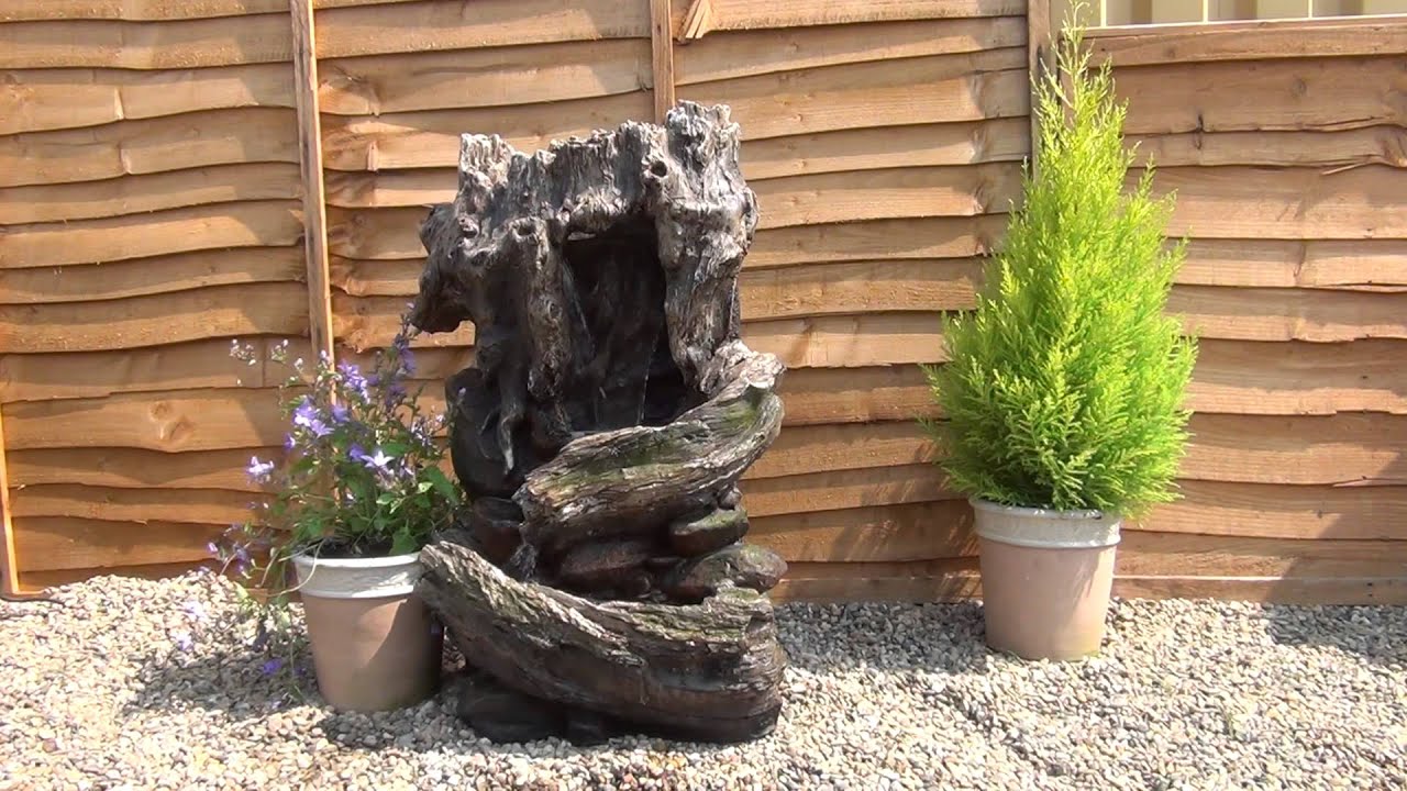 PondKraft Woodland Water Feature Driftwood Log Sheer Drop - YouTube