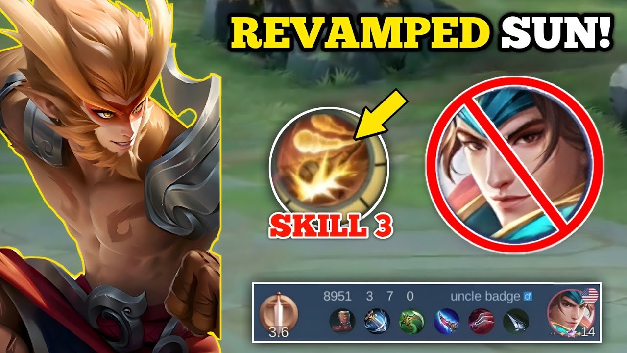 REVAMPED SUN, SKILL 3 IS BROKEN!😱 (100% meta!💀) | SUN VS. ZILONG -MLBB🔥 ...
