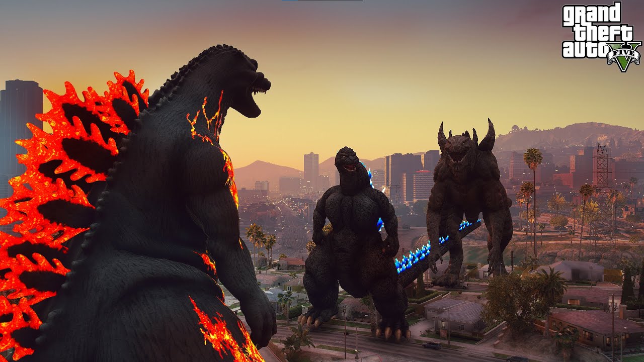 Godzilla 1975 and Zilla VS Burning Gozilla and Godzilla Super - GTA V ...