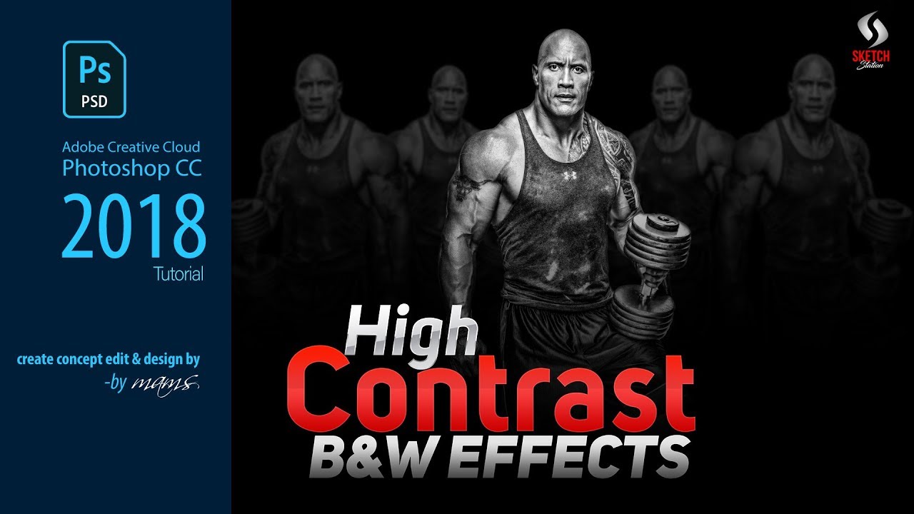 High Contrast B&W Effects in Photoshop CC I Sketch Station - YouTube