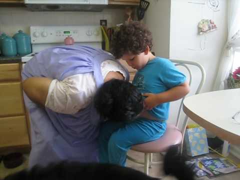 Grandma belly kisses Teagan