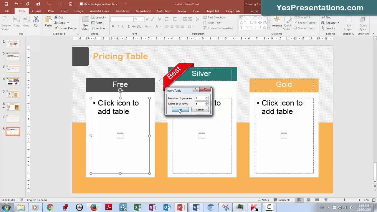 Creating a Pricing Table In PowerPoint - YouTube