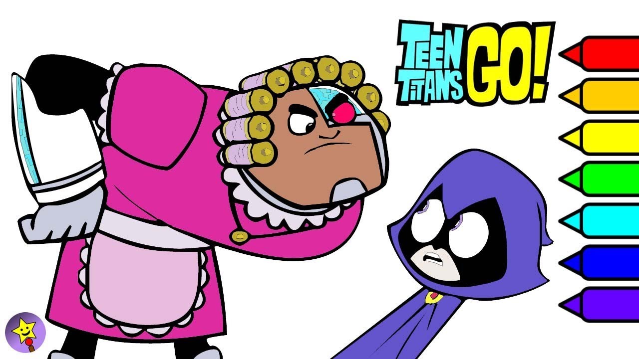 Teen Titans Go! Coloring Book Raven and Cyborg Coloring Page Teen ...