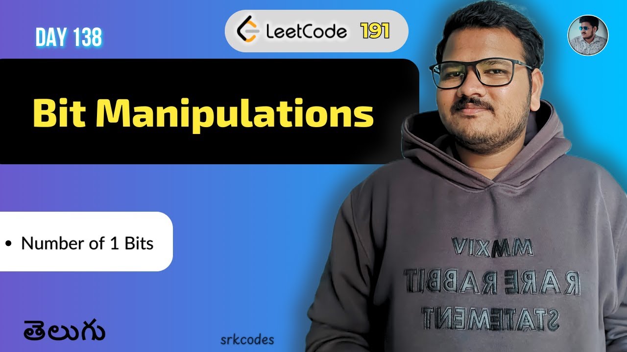 Leetcode 191: Number of 1 Bits in Telugu | 4 Easy Python Solutions | Bitwise Tricks | srkcodes ...