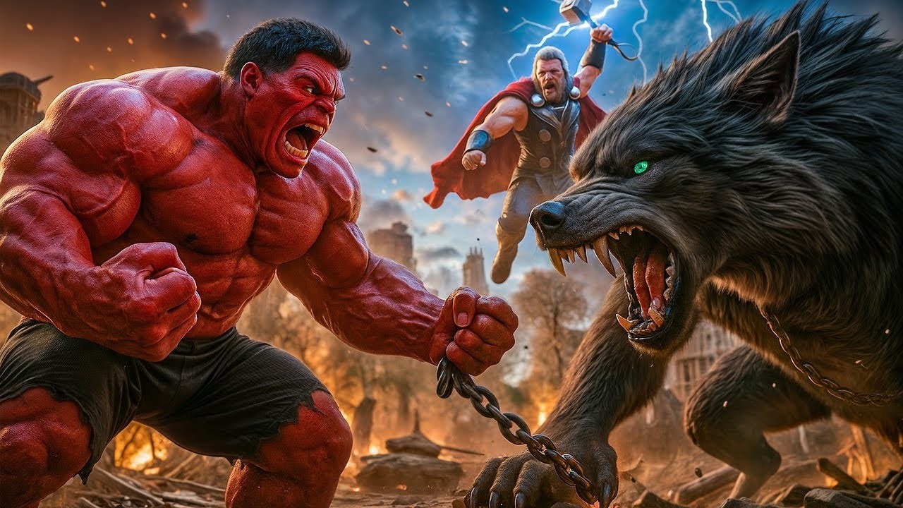 HULK RED 🔴💪 VS FENRIS WOLF 🐺⚡ EPIC BATTLE! However, THOR’s ⚡🔨 ...