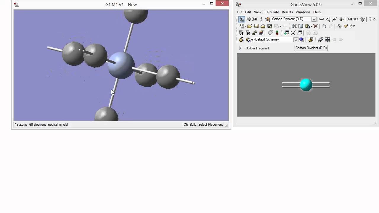 Building chromium hexacarbonyl with GaussView - YouTube