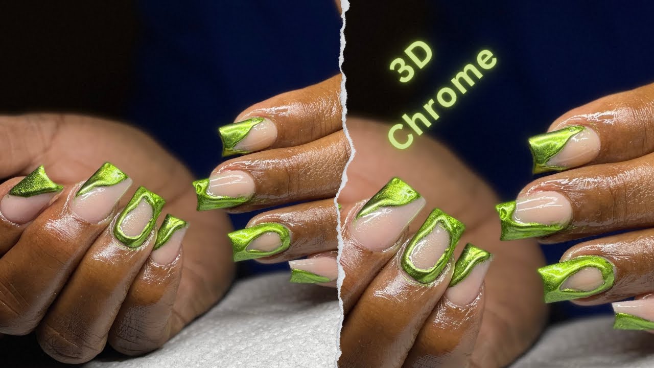 2nd Attempt at 3D Chrome😫😫| Watch Me Work| 3D Chrome Trending #tutorial #3d #nail #nailart #wmw ...