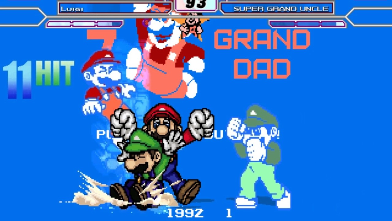 MUGEN Request #281 Mario(me) & Luigi vs SUPER GRAND DAD & SUPER GRAND ...