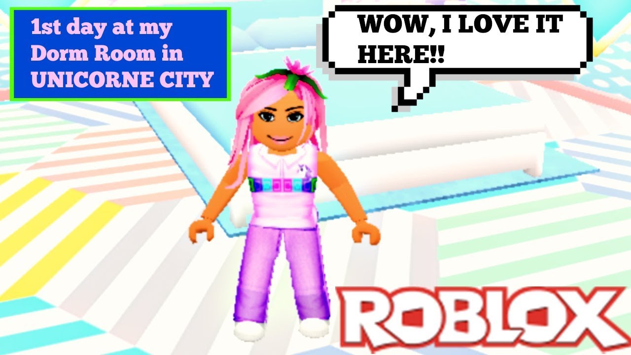 1ST DAY IN MY UNICORN CITY DORM ROOM!!!(Roblox Roleplay) - YouTube