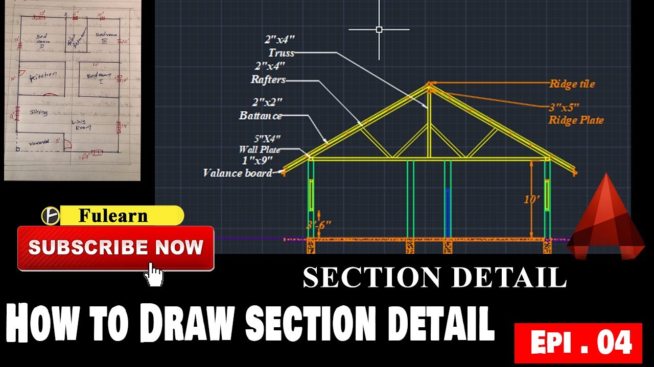 How to Draw Section Details for a House - YouTube