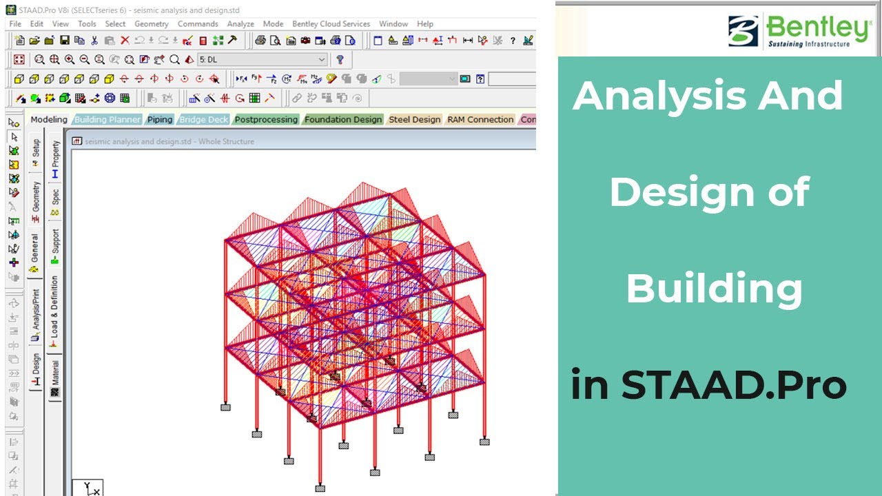 Analysis and Design of Multistorey Building: STAAD.Pro Tutorials - YouTube