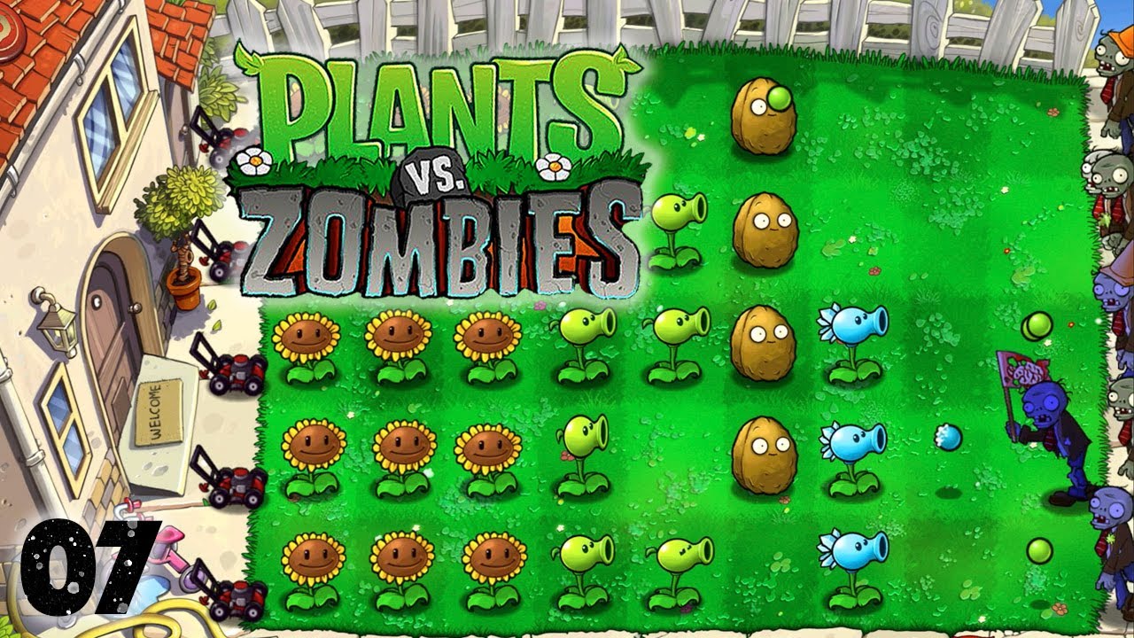 Plants vs. Zombies playing Day level 7! - YouTube