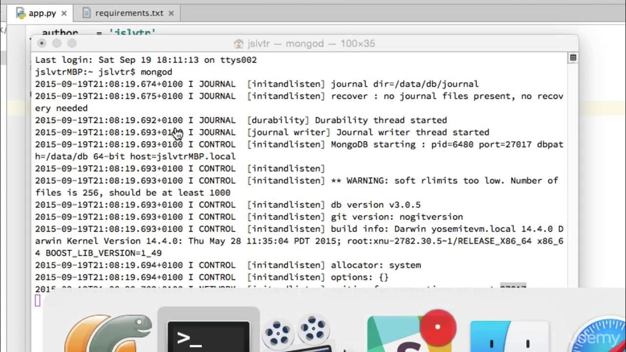 22 Creating a PyCharm project that uses MongoDB and pymongo - YouTube