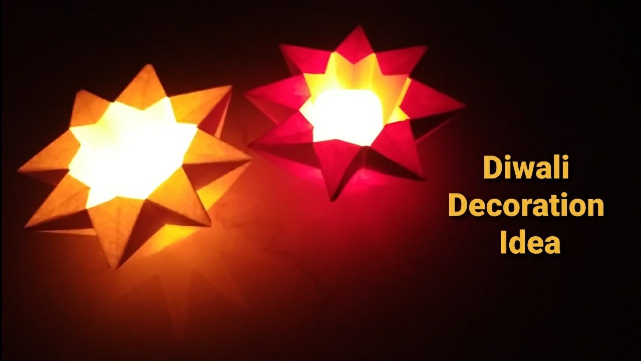 Easy origami candle holder making ll Diwali Decoration Ideas ll DIY ...